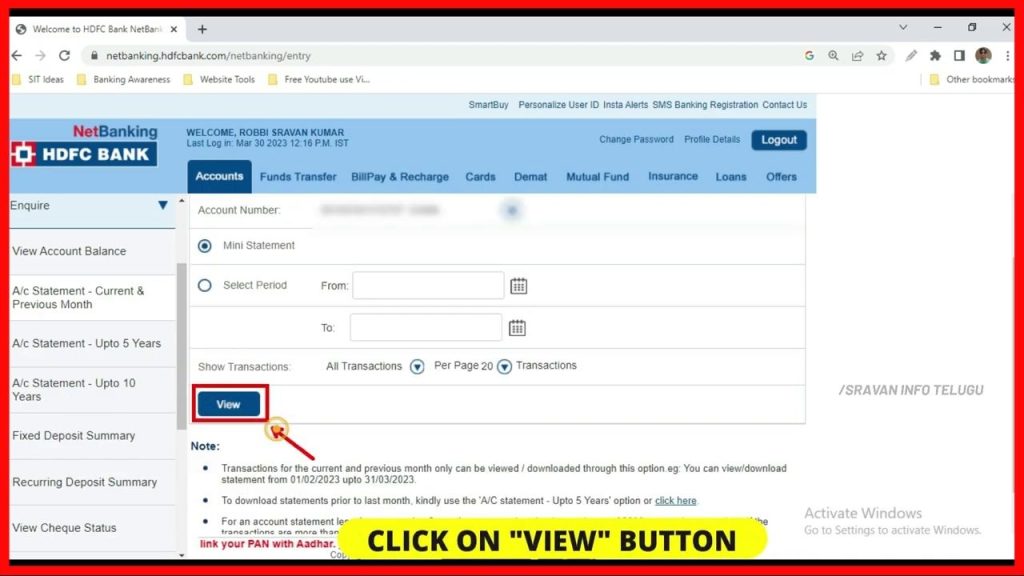 HDFC: How to Download HDFC Bank Statement through Net Banking with ...
